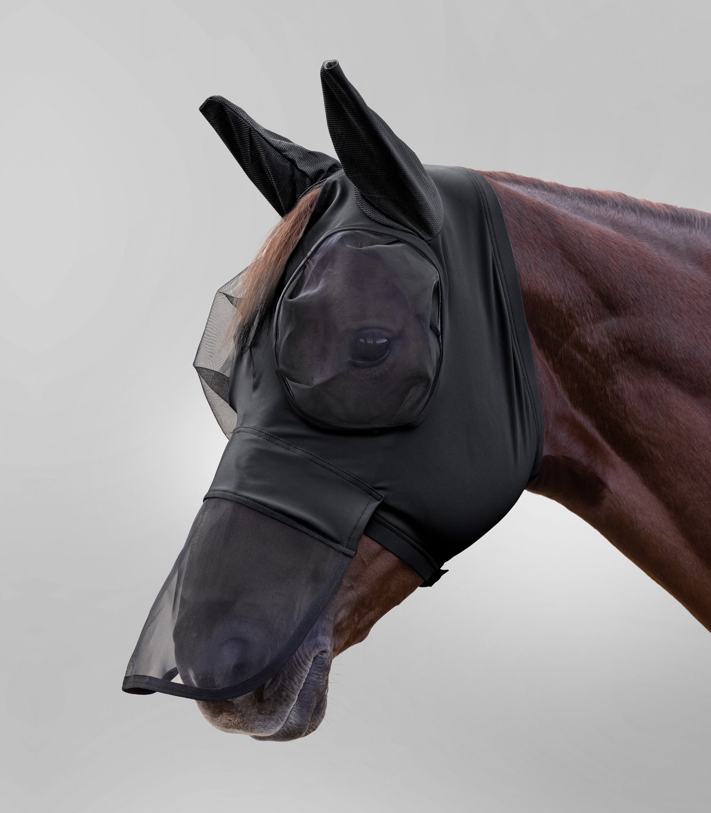 Puck fly mask with nose protection | black | Cob | 6332401-VB